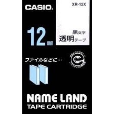 多彩な用途に使える「ネームランド」のテープカートリッジ。 ●品番：XR-12X ●透明テープ ●テープ幅：12mm ●テープ色：透明 ●文字色：黒文字 ●テープ長さ：8m ■再生素材使用■南信堂 楽天市場店なら全品激安セール特価で販売中!!...