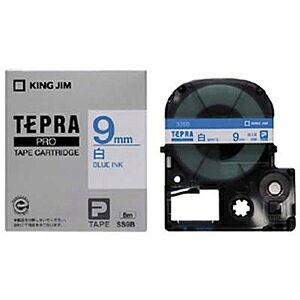 KING JIM TEPRA PRO(キングジム テプラ プロ)用テープカートリッジ。 デジタルビデオやDVC(ミニDV)のタイトルラベルに最適な9mm幅です。 ●ラベル幅：9mm ●ラベル色：白 ●文字色：青 ●長さ：8m■南信堂 楽天市...