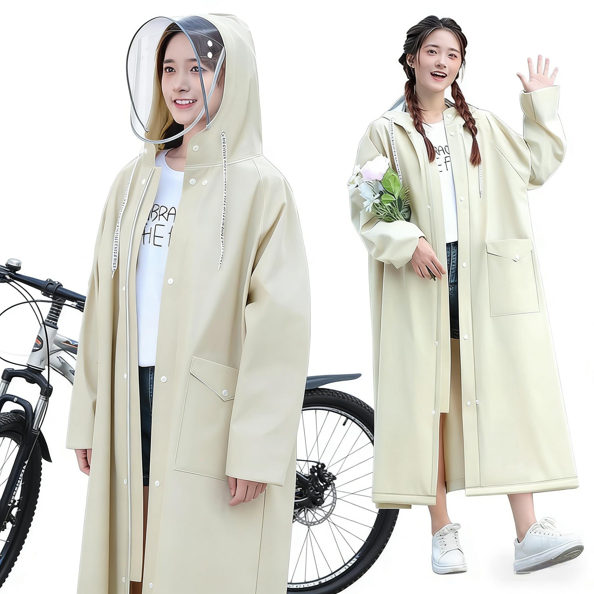 【女性に人気！豊富なサイズと選べるカラー】レインコート（カッパ）とフェイスカバーの便利なセットです。MからXLまでの幅広いサイズ展開で、自転車通学や通勤、アウトドアまで快適にフィットします。カラーはおしゃれなカーキ、オレンジ、ホワイト、ピン...