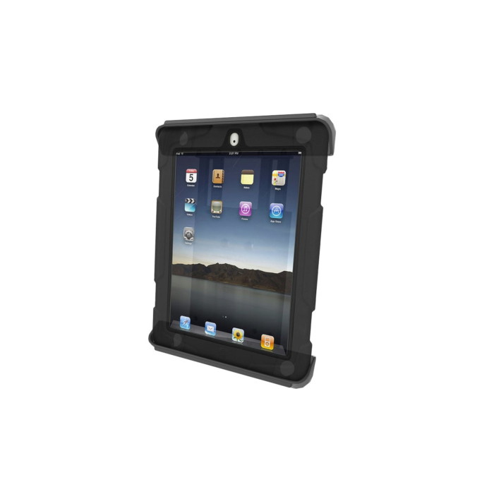 【商品説明】スプリングの力で可動する上下のカップでタブレットを挟み込んで保持するiPad用タブレットホルダー。本体は高強度複合材製で、カップ部分には充電ケーブルやイヤホンジャックへのアクセスを可能にするスリットが設けられています。Tab-T...