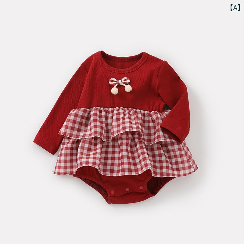 2個セット・カテゴリ: ロンパース・スタイル: 韓国風・主な素材: 本体 綿93%、ポリウレタン7%、格子部分 ポリエステル100%・袖丈: 長袖・厚さ: 普通・留め具: プルオーバー・対象性別: 女の子・対象年齢: 新生児 (0～1歳、8...