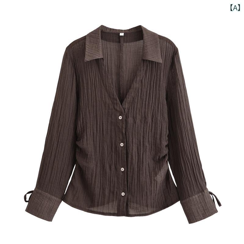 ・カテゴリ: シャツ・スタイル: ストリート・主な素材: ポリエステル30〜50%配合・ネックライン: 襟付き・袖丈: 長袖・袖タイプ: レギュラー袖・柄: 無地・カラー: ブラウン・サイズ展開: XS、S、M、L・シルエット: ゆったり・...