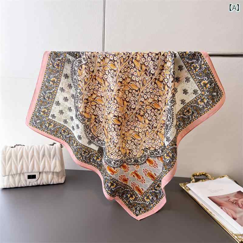 2個セット・カラー展開: ピンク、ブラウン、ネイビー・サイズ: 68cm×68cm・織り方: ツイル・柄: 花柄・種類: スクエアスカーフ・スタイル: ボヘミアン、レトロ、エスニック、フレンチレトロ、文芸レトロ・主な素材: ポリエステル・加...