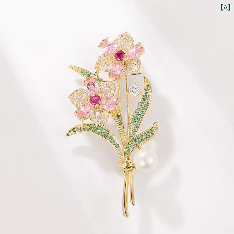 ・カテゴリ: ブローチ・スタイル: 韓国、フェミニン・モチーフ: 植物、花、葉・素材: 亜鉛合金・加工方法: 電鍍・カラー展開: ピンク、ゴールド・用途: 装飾