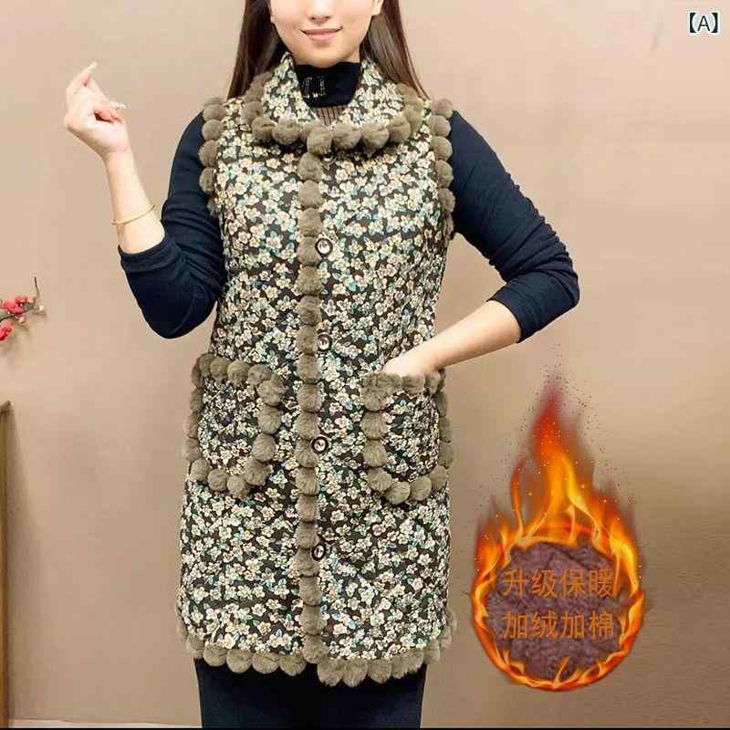 ・カテゴリ: ベスト・スタイル: エレガントカジュアル、アーバン・主な素材: ポリエステル・素材混率: ポリエステル90%～95%未満・裏地: ボア、中綿入り・ネックライン: レース・着丈: ミドル丈・柄: 小花柄・シルエット: レギュラー...