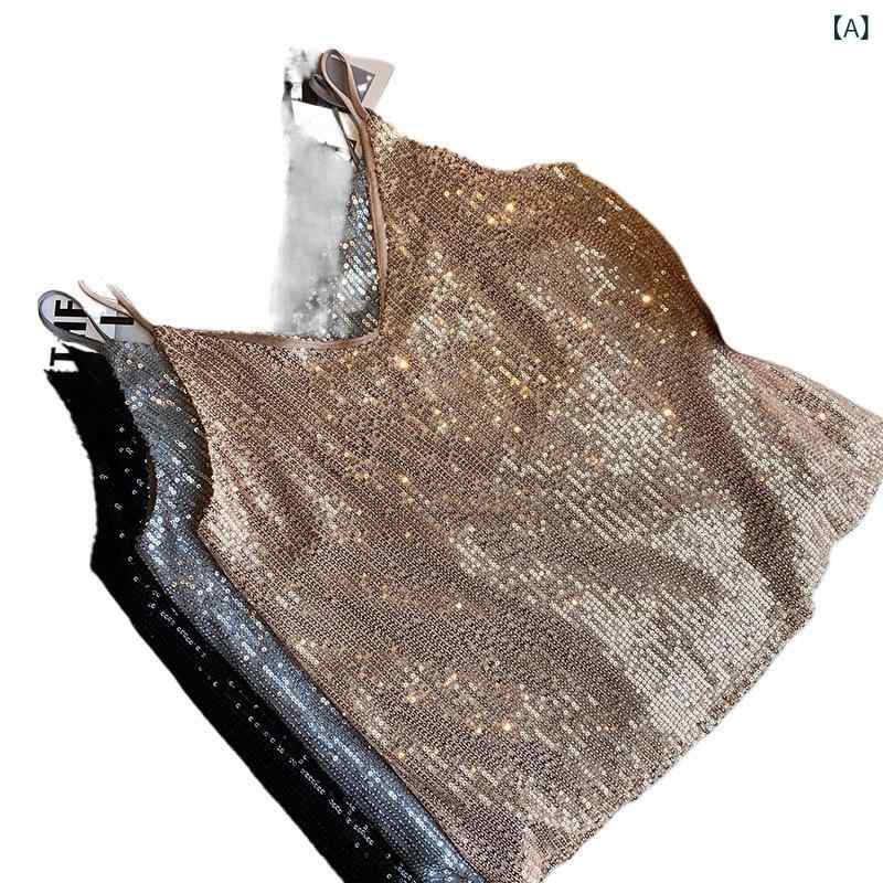 ・デザイン: キャミソール・シルエット: レギュラー・柄: 3D効果・装飾: スパンコール・素材: ポリエステル混紡・カラー展開: シャンパンカラー・サイズ展開: S、M、L、XL・対象: 成人・スタイル: アーバンエレガンス・伸縮性: や...