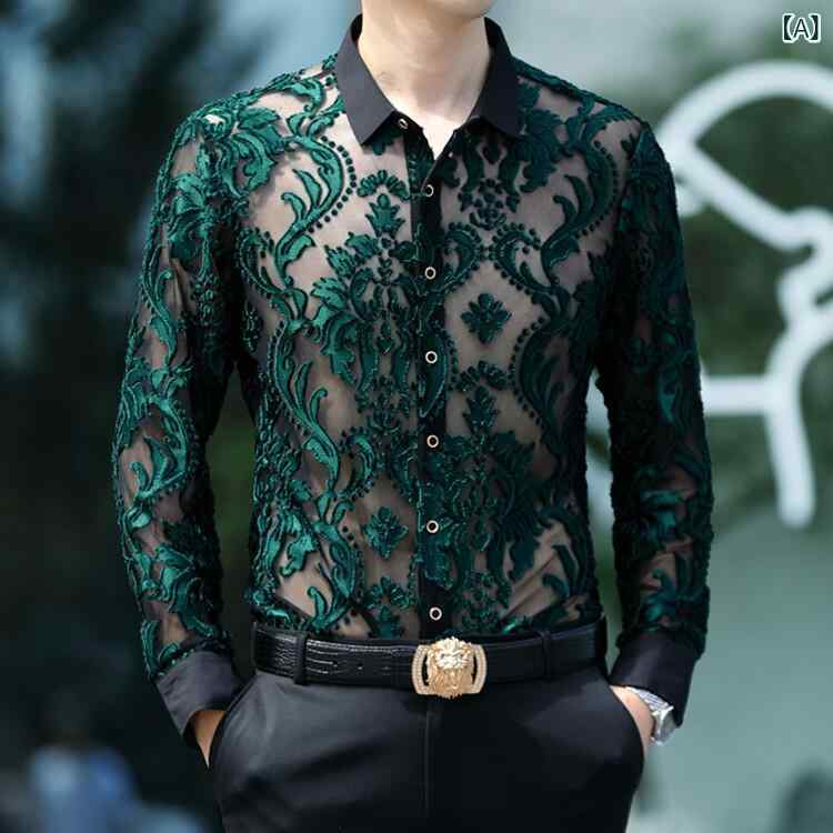 ・カテゴリ: シャツ・スタイル: きれいめカジュアル・主な素材: ポリエステル71～80%・機能: 通気性、洗濯機洗い可・生地番手: 50番手・フィット: 標準・ネックライン: 開襟・袖丈: 長袖・柄: 小花柄・厚み: 標準・加工: ジャカ...