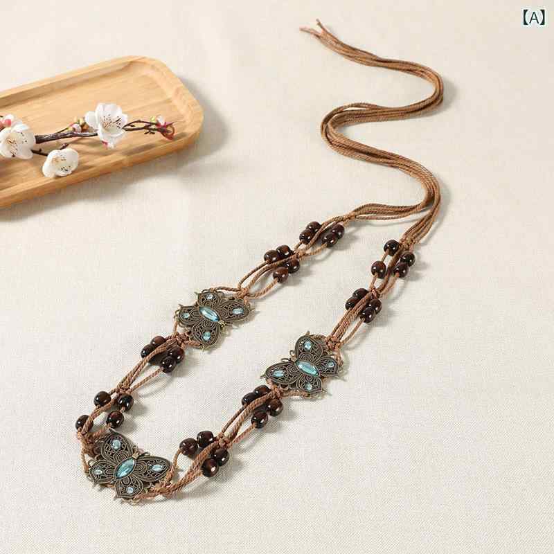 ・カテゴリ: ウエストチェーン・スタイル: 万能・素材: 金属・デザイン: 編み込み・対象性別: 女性・年齢層: 大人・カラー展開: 蝶々ブルー、蝶々イエロー、オーバル、スクエア