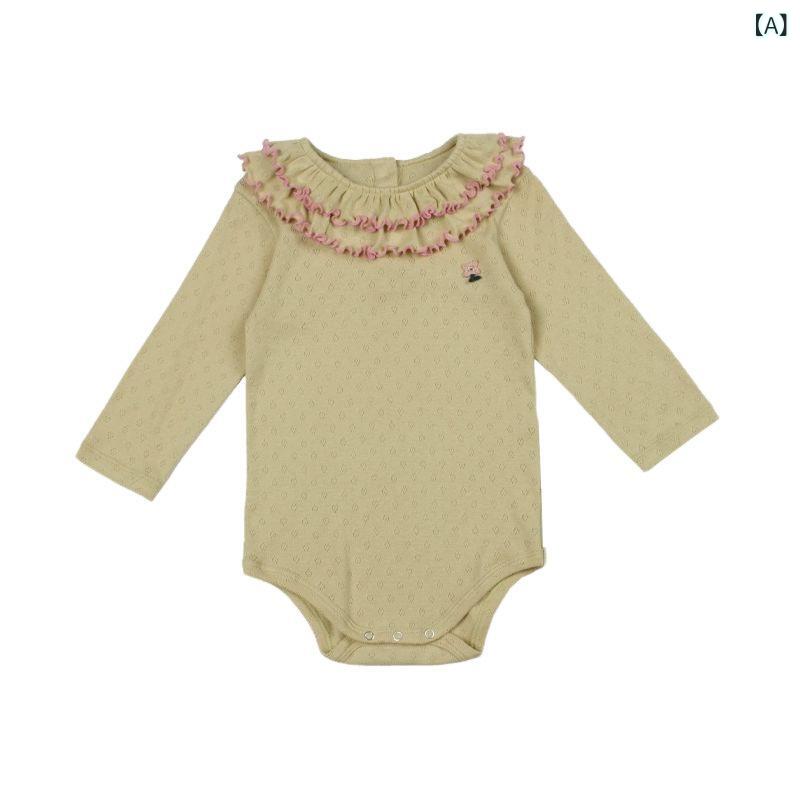 2個セット・カテゴリ: ロンパース・対象性別: 女の子・対象年齢: 1〜3歳・主な素材: 綿95%・袖丈: 長袖・フード: なし・厚さ: 普通・開閉タイプ: プルオーバー・スタイル: 欧米風・カラー展開: マスタードイエロー、ミルクアプリコ...