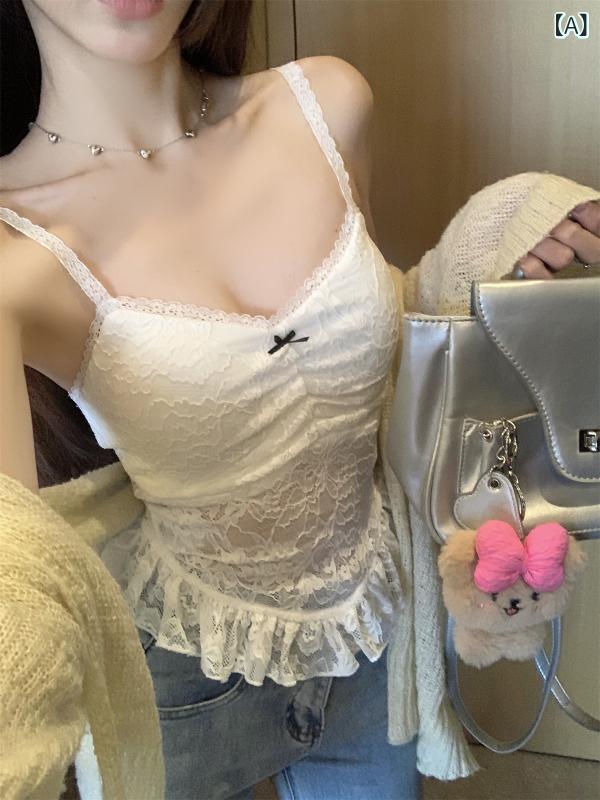 ・カテゴリ: キャミソール・フィット: スリム・丈: ショート (40cm～50cm)・柄: 無地・装飾: レース、ラメ、スパンコール・主な素材: コットン90～95%、スパンデックス30%以下・カラー展開: ホワイト・サイズ展開: S、M...