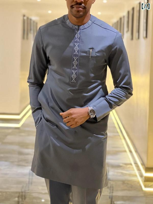 ・カテゴリ: メンズカジュアルセットアップ・スタイル: 民族風・適用シーン: カジュアル・厚さ: 普通・生地: 化繊混紡・主な素材: ポリエステル95%、スパンデックス5%・トップスデザイン: シャツ・トップス袖丈: 長袖・パンツ丈: ロン...