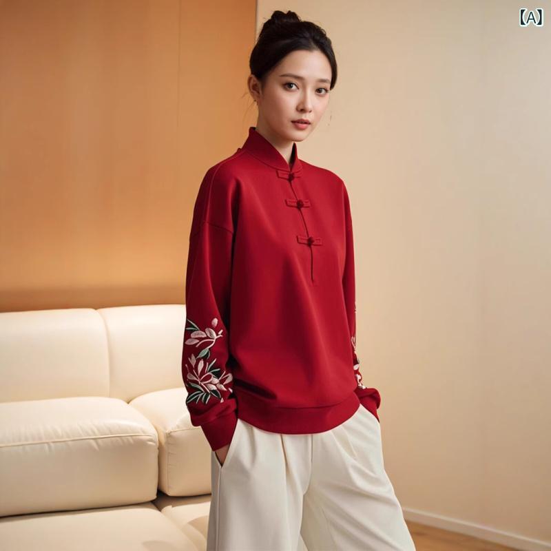 ・カテゴリ: スウェット・対象: レディース・内容: 単品・主な素材: 綿、ポリエステル・ネックライン: ポロネック・袖丈: 長袖・袖タイプ: レギュラー・スタイル: きれいめ通勤、アーバン・カラー: レッド・サイズ展開: S, M, L, XL