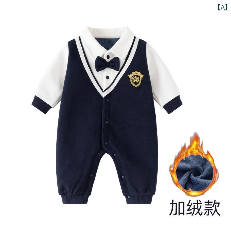 ・カテゴリ: ロンパース・スタイル: ブリティッシュ・主な素材: 綿50%、ポリエステル50%・袖丈: 長袖・対象性別: 男児・対象年齢: 新生児（0〜1歳）・開閉様式: プルオーバー・等級: Aクラス・着用シーズン: 春、秋、冬・カラー展...
