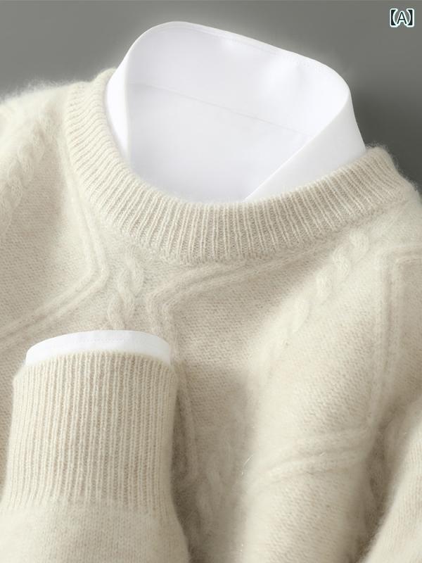 ・カテゴリ: セーター・スタイル: レトロ・デザイン: プルオーバー・主な素材: ウール100%・ネックライン: クルーネック・袖丈: 長袖・柄: ジャガード・フィット: レギュラー・編み目: 細かめ・厚さ: 厚手・着丈: ミドル丈・シーン...