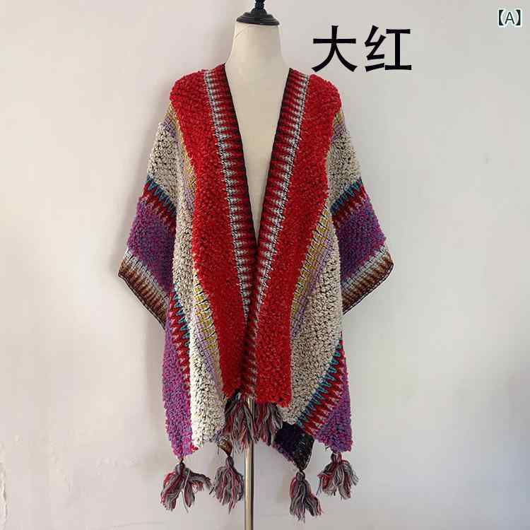 ・性別: レディース・素材: モヘア・スタイル: レトロエスニック・長さ: 140cm・幅: 140cm・編み方: 経編み・柄: カラフルチェック・機能: 保温性・加工: プリント・デザイン要素: フリンジ・形状: ロング丈・カラー展開: ...