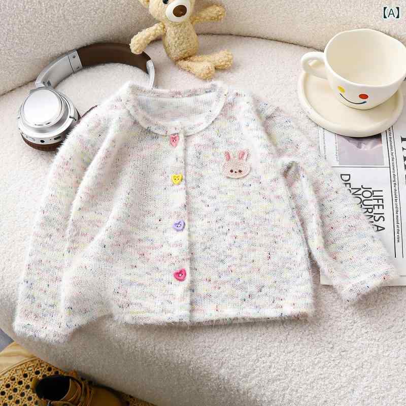 ・カテゴリ: キッズニット・スタイル: 韓国風、カントリー、可愛い・性別: 女の子・対象年齢: 1～3歳・主な素材: ポリエステル94%・生地加工: 柔軟加工・厚さ: 標準・袖丈: 長袖・留め具: シングルボタン・柄: 動物、キャラクター・...