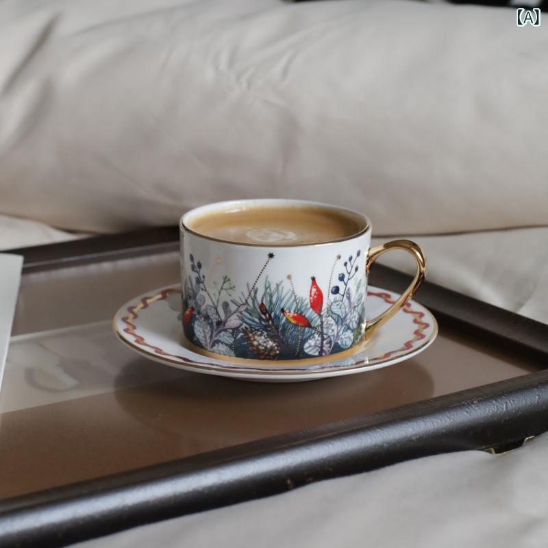 ・カテゴリ: コーヒーカップ・スタイル: ライトラグジュアリー、レトロ・用途: レストラン、カフェ、喫茶店、茶館・柄: 花柄・容量: 250ml・高さ: 8cm・重量: 約650g・セット内容: セット・付属品: ソーサー