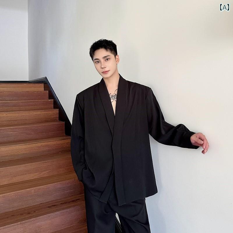 ・カテゴリ: シャツ・性別: 男性・対象年齢: 成人・スタイル: アバンギャルド・フィット: ルーズフィット・: 開襟・詳細: ステッチ・ネックライン: スタンドカラー・袖丈: 長袖・柄: 無地・主な素材: ポリエステル96%以上・厚さ: ...