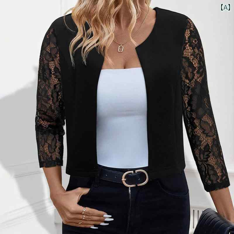 ・カテゴリ: アウター・スタイル: エレガント、ビジネスカジュアル・主な素材: ポリエステル95%、スパンデックス5%・柄: 無地・フィット: スリムフィット・厚さ: 普通・着丈: ミドル丈・袖丈: 七分袖・袖タイプ: レギュラー・ネックラ...