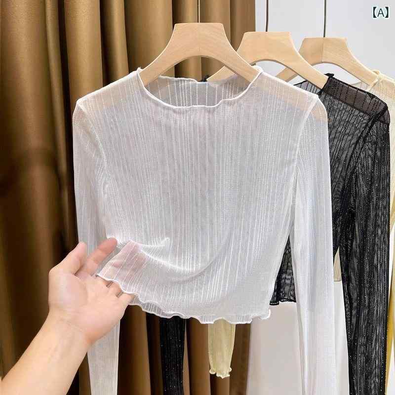 ・主な素材: ポリエステル90～95%・シルエット: スリムフィット・着丈: ショート丈（約40～50cm）・ネックライン: ラウンドネック・袖の種類: フライ袖・袖丈: 長袖・スタイル: きれいめカジュアル、通勤・着用方法: プルオーバー...