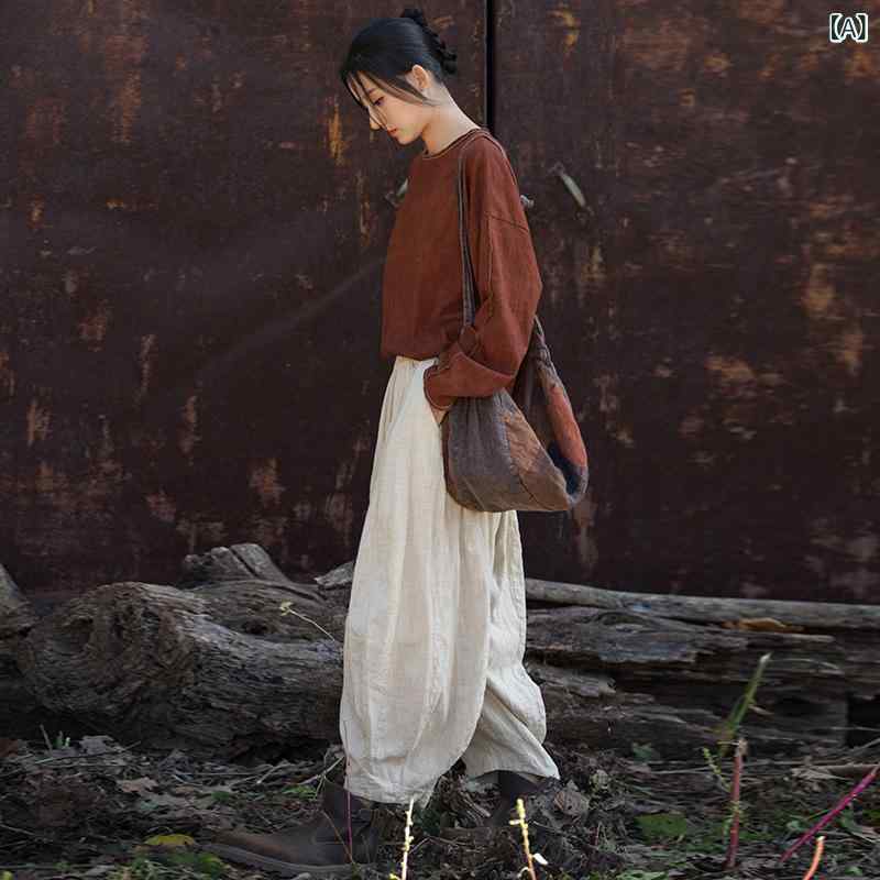 ・カテゴリ: Tシャツ・主な素材: 綿95%以上・柄: 無地・デザイン: プルオーバー・袖丈: 長袖・加工: ウォッシュ加工・フィット: ゆったり・着丈: 標準丈・ネックライン: クルーネック・袖タイプ: レギュラー・デザイン特徴: ヴィン...