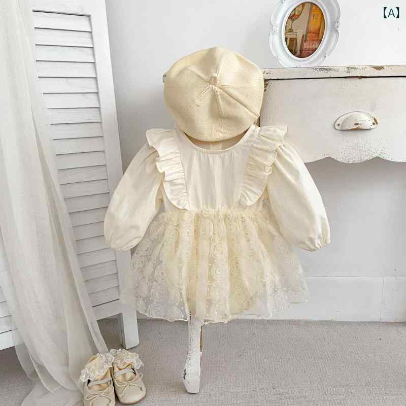 2個セット・カテゴリ: ロンパース・スタイル: スウィート・主な素材: 綿65%・袖丈: 長袖・厚さ: 薄手・留め具: スナップボタン・性別: 女の子・対象年齢: 1〜3歳（身長80〜100cm）・カラー展開: アプリコット・サイズ展開: ...