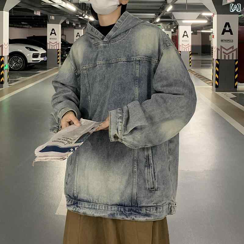 ・カテゴリ: ジャケット・スタイル: ストリートカジュアル・対象年齢層: 18〜24歳・対象性別: メンズ・生地: デニム・主な素材: ポリエステル95%・裏地素材: ポリエステル95%・生地の厚さ: 普通・フィット: ルーズフィット・着丈...
