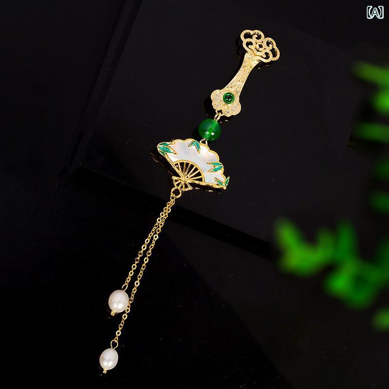 ・種類: ブローチ・対象: 女性・素材: 銅・デザイン: 幾何学模様・加工技術: 電鍍、滴油・カラー: ゴールド・スタイル: 宮廷風、文芸レトロ・流行要素: フリンジ、扇形、チェーン・流行要素分類: 形状・模様・用途: 記念品、装飾、ギフト、固定