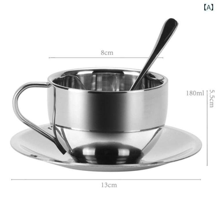・カテゴリ: コーヒーカップ・商品構成: セット・主な素材: ステンレス・スタイル: ヨーロピアン・柄: 無地・容量: 101-200ml・サイズ: 高さ8cm、口径8cm・重量: 約250g・適した場所: オフィス、家庭、バー、レストラン...