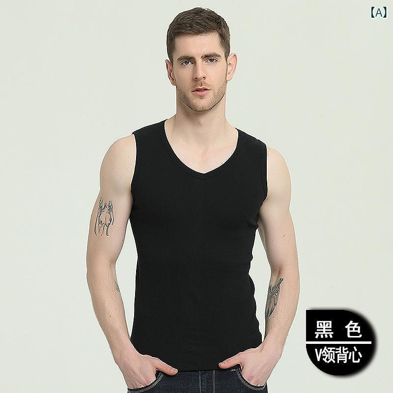 ・カテゴリ: タンクトップ・主な素材: 綿100%・スタイル: スポーツ・生地の厚さ: 厚手 (201-250g/m²)・ネックライン: Vネック、クルーネック・カラー展開: ブラック、ホワイト、グレー・サイズ展開: L、XL、XXL、XXXL
