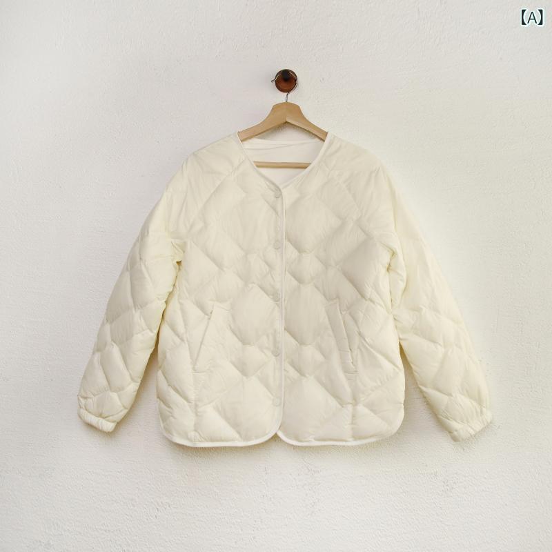 ・カテゴリ: ダウンジャケット・充填物: ホワイトダックダウン・ダウン含有量: 86〜90%・厚さ: 中程度・主な素材: ナイロン 95%以上・シルエット: ルーズフィット・ネックライン: Vネック・着丈: ミドル丈・袖丈: 長袖・デザイン...