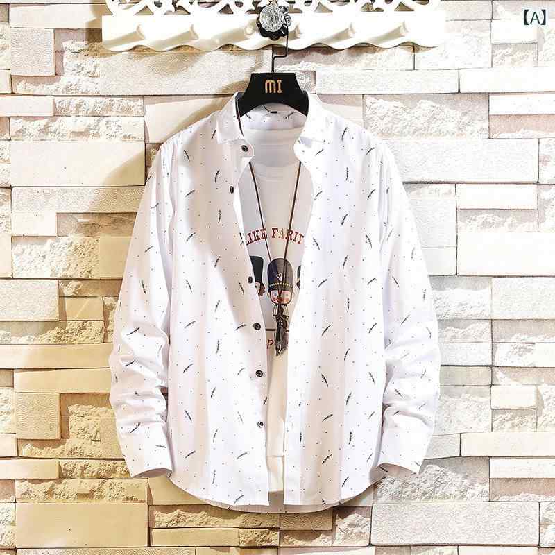 ・カテゴリ: シャツ・スタイル: 韓国・: 開襟・フィット: ゆったり・主な素材: ポリエステル80%、綿混紡・生地の厚さ: 50番手・ネックライン: ポイントカラー・袖丈: 長袖・柄: 小花柄・厚さ: 普通・加工: プリント・性別: 男性...