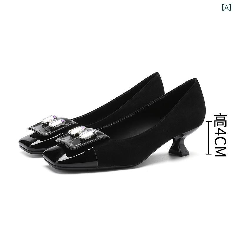 ・タイプ: パンプス・スタイル: オフィス・性別: レディース・特徴: 浅履き・つま先形状: スクエアトゥ・ヒール形状: スティレットヒール・履き口の高さ: ローカット・履き口の深さ: ミドル・開閉方式: スリッポン・アッパー素材: スエー...
