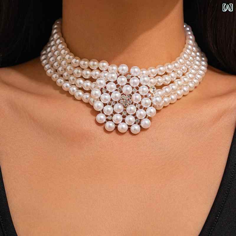 ・主な素材: 貝パール・加工: 電鍍・: 幾何学模様・チェーンスタイル: 貝パールチェーン・重ね付け: 多層・ペンダント素材: 貝パール・全長: 31cm～40cm・カラー展開: ホワイト・流行要素: 貝パール・スタイル: フレンチレトロ・...