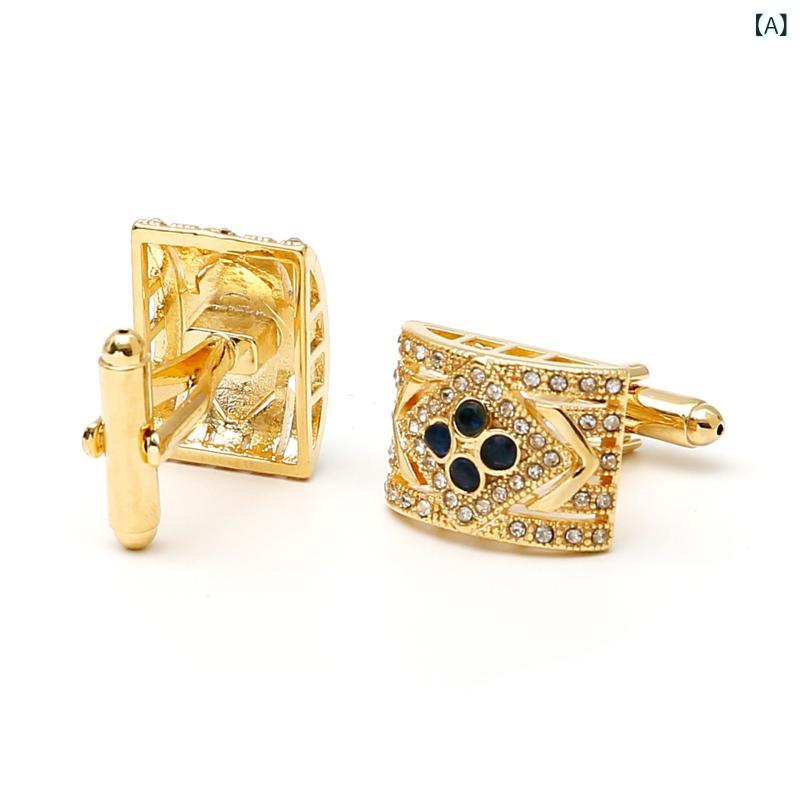 ・種類: カフスボタン・対象: 男性向け・スタイル: エレガントカジュアル・: 幾何学・主な素材: 銅・加工: 宝石象嵌・宝石の種類: ジルコン・純度: 人工・カラー展開: ゴールド、レッド、シルバー・贈答シーン: 旅行記念、展示会、広告宣...