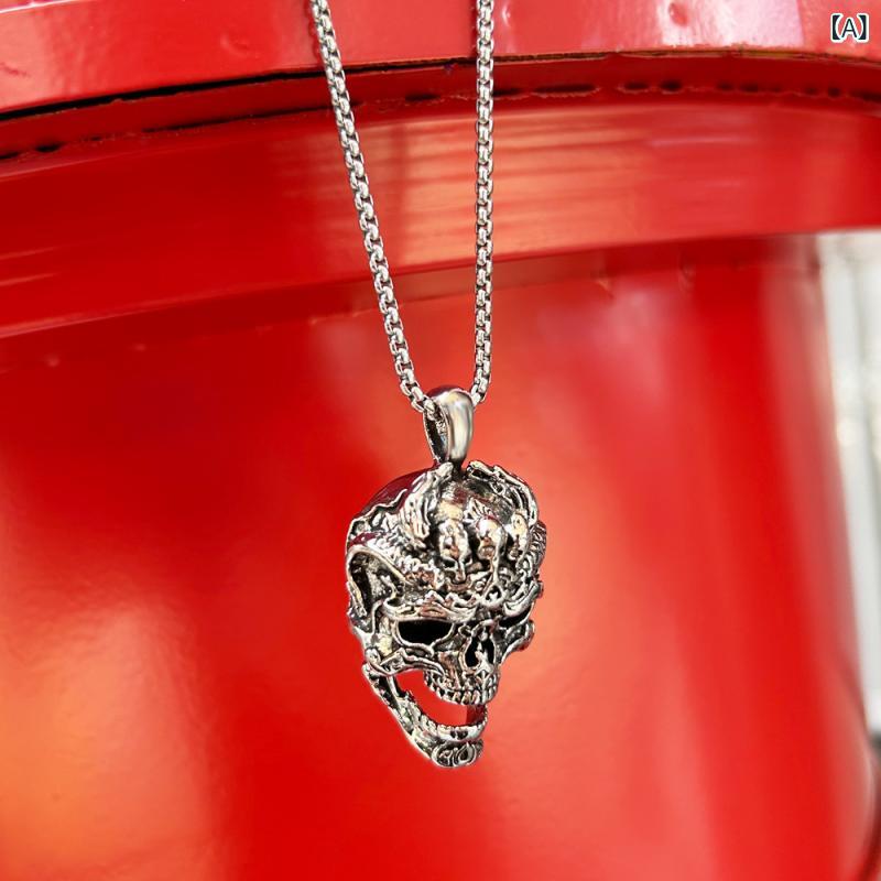 ・素材: チタン鋼・カラー: シルバー（チェーン付き）・種類: ペンダント・スタイル: レトロ、トレンド、ファッション、パンク、ロック、香港スタイル、韓国スタイル、クール、個性的・モチーフ: 星座、人形、王冠、ハート、フルーツ、花、リボン、...