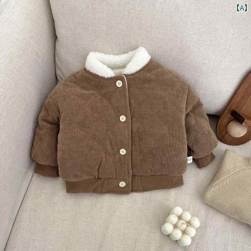 ・性別: ユニセックス・スタイル: 韓国・対象年齢: 1〜3歳 (身長80〜100cm)・生地加工: 柔軟加工・フード: なし・厚さ: 厚手・柄: 無地・要素: かわいい、カーディガン風、トレンド・生地名: コーデュロイ・主な素材: ポリエ...