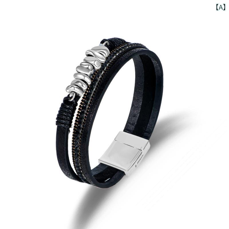 ・カテゴリ: アクセサリー・素材: レザー・対象: 男女兼用・スタイル: シンプル、ファッション通勤・形状: 幾何学模様・カラー展開: ブラック、グレー、カーキ