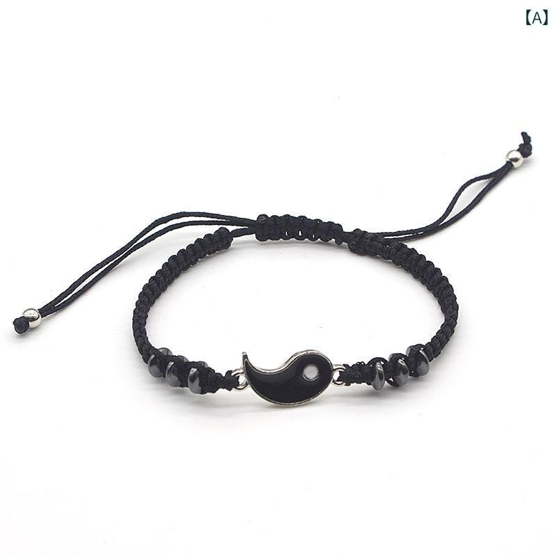 ・素材: 合金・加工方法: 手編み・カテゴリ: ブレスレット・スタイル: ユニセックス・対象: カップル・形状: 幾何学模様・テイスト: 個性的・要素: 不規則、ラインストーン・カラー展開: ブラック、ホワイト、ゴールド（ブラック）、ゴール...