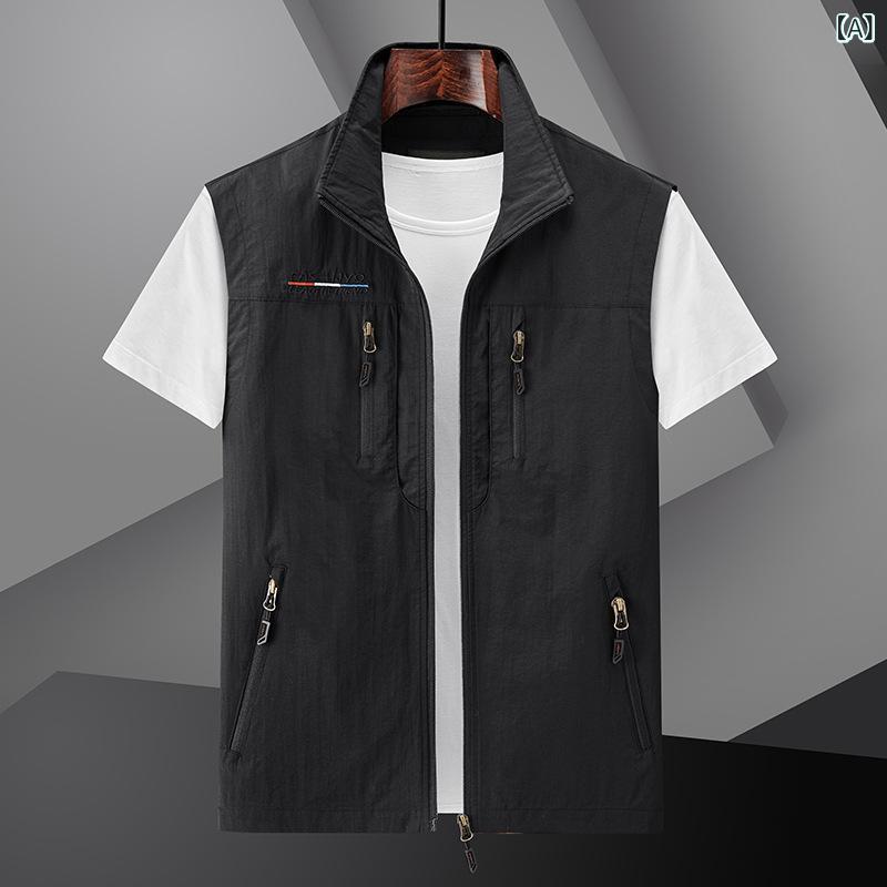 ・カテゴリ: ワークベスト・スタイル: カジュアル・フィット: ルーズフィット・ネックライン: スタンドカラー・開閉: ジップアップ・厚み: 薄手・柄: 無地・主な素材: ポリエステル95%・裏地: ポリエステル・着用シーン: カジュアル・...