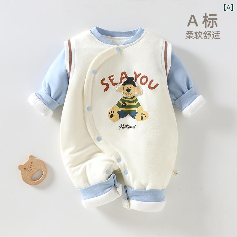 ・カテゴリ: ロンパース、カバーオール・主な素材: 綿・スタイル: 韓国・: 蝶々型・厚さ: 厚手・袖丈: 長袖・開閉タイプ: 斜め襟紐結び・適用シーズン: 春、秋、冬・対象年齢: 新生児（0〜1歳）・性別: ユニセックス・カラー展開: ブ...