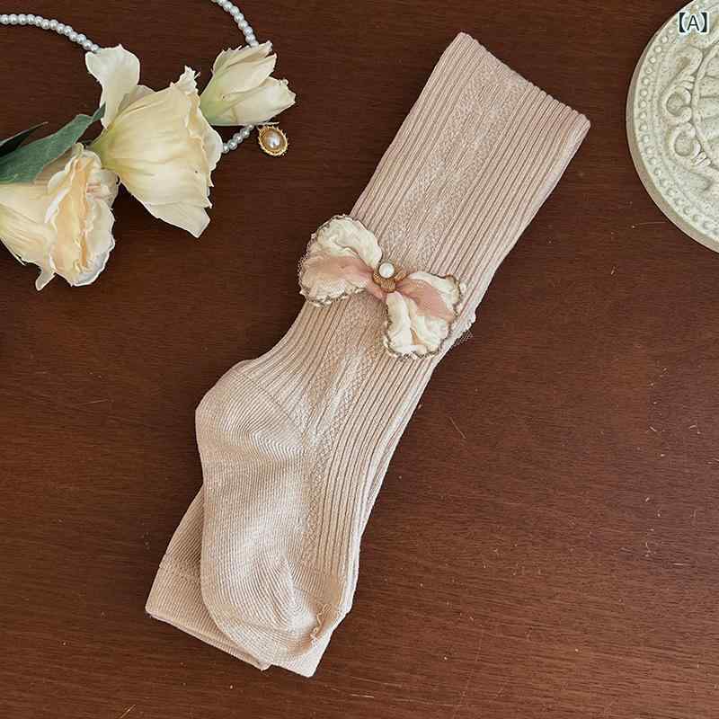 ・カテゴリ: タイツ・対象性別: 女の子・主な素材: コーマ綿75%・加工: ジャカード織り・機能: 通気性、吸湿性・厚さ: 中厚・柄: 無地・要素: かわいい、リボン・カラー展開: カーキ、ピンク、ライトグレー、グレー、ホワイト、ブラック...