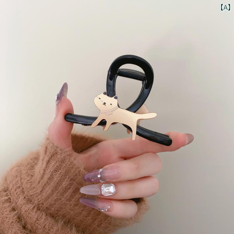 ・カテゴリ: ヘアアクセサリー・種類: ヘアクリップ・対象: レディース・主な素材: アクリル・加工: 精工・柄: 猫・スタイル: インスタ風・テイスト: 個性的・カラー展開: ブラック、ブラウン