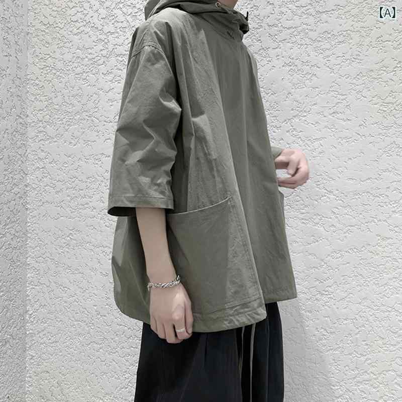 ・カテゴリ: Tシャツ・スタイル: 韓国・タイプ: プルオーバー・フィット: ルーズ・主な素材: 綿50%、フリース・厚さ: レギュラー・ネックライン: ハイネック・袖丈: 七分袖・袖タイプ: ドロップショルダー・フード: 付き・柄: レト...