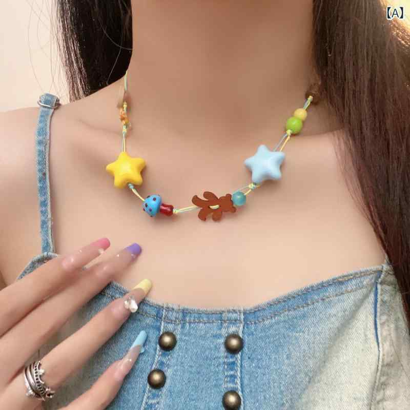 ・カテゴリ: ネックレス・スタイル: キュート・スタイルカテゴリ: フレッシュ、スウィート・対象: 女性・主な素材: プラスチック、樹脂・ペンダント素材: 樹脂・加工方法: 手作業・: 幾何学・柄: 五芒星・チェーンタイプ: 通常・周長: ...