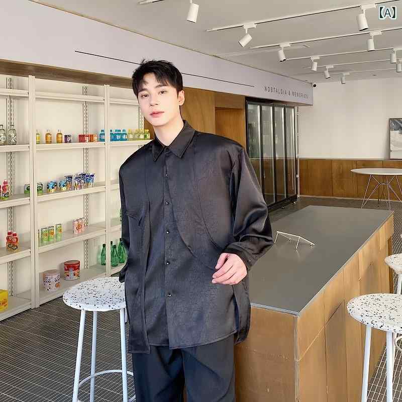 ・カテゴリ: シャツ・スタイル: 先進的・主な素材: ポリエステル96%以上・ネックライン: レギュラーカラー・袖丈: 長袖・柄: 無地・フィット: ゆったり・: 開襟・詳細: ステッチ・厚さ: 標準・加工: 切り替え・適用シーン: カジュ...