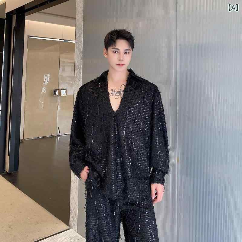 ・カテゴリ: メンズカジュアルセットアップ・スタイル: 先鋒・主な素材: ポリエステル・生地名: 化繊混紡・トップススタイル: シャツ・トップス袖丈: 長袖・パンツ丈: 長ズボン・厚さ: 薄手・適用シーン: 宴会・サイズ展開: M、L、XL