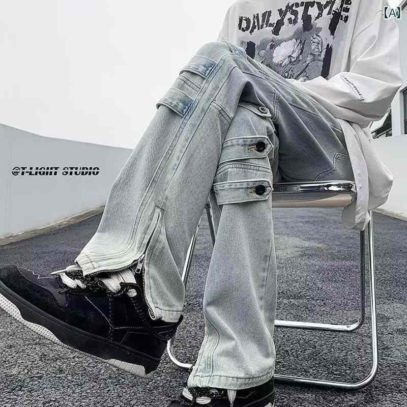 ・カテゴリ: ジーンズ・性別: メンズ・対象: 若年層・スタイル: ハイストリート・シルエット: 微フレア・股下丈: ロング・ウエスト: ミドルライズ・フロント: ジップフライ・厚さ: 普通・生地: デニム・主な素材: 綿70%・着用シーン...