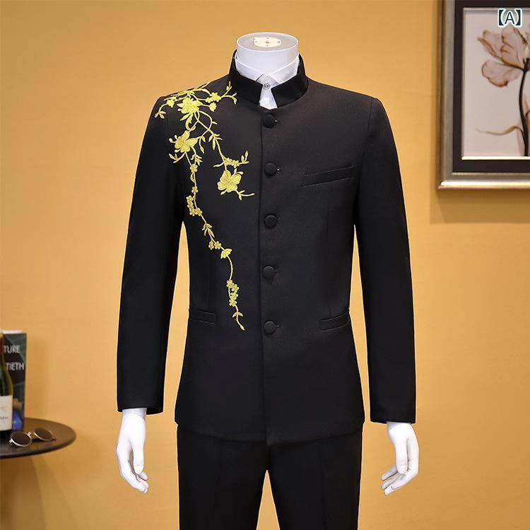 ・カテゴリ: 中山服・スタイル: 中国風・主な素材: アクリル・生地: 化学繊維混紡・詳細: 切り替え・加工: 刺繡・カラー展開: ブラック、ホワイト・サイズ展開: S、M、L、XL、XXL、3XL、4XL・性別: 男性・対象: 青年・適用...