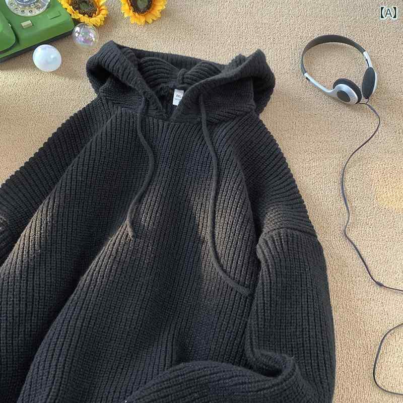 ・カテゴリ: ニット・スタイル: 香港風カジュアル・主な素材: ポリエステル・ネックライン: フード付き・袖丈: 長袖・: プルオーバー・シルエット: ルーズフィット・厚さ: 普通・性別: メンズ・対象: 青年層・カラー展開: ブラック、ア...